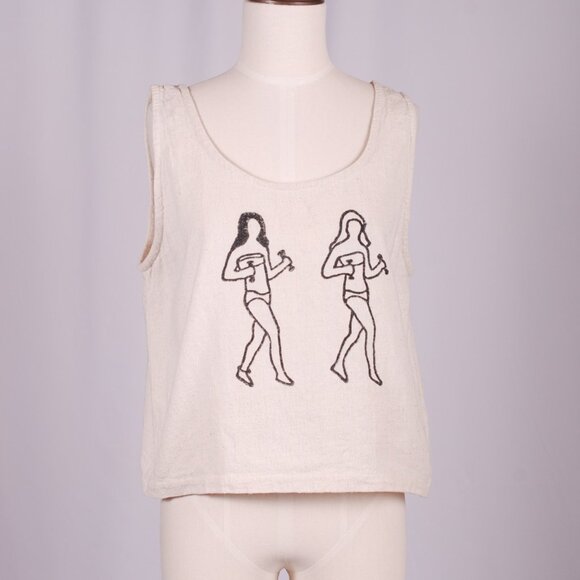 Po-Em | Tops | Euc Poem Classic Cotton Tank Top In Villa Block Print Sz ...